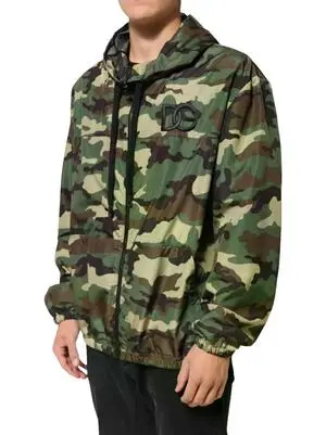 Dolce & Gabbana Camouflage Dg Logo Zip-up Hooded Jacket - Green