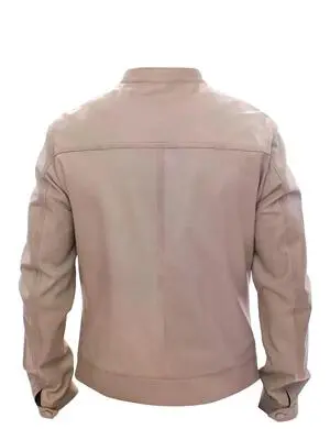 Dolce & Gabbana Leather Jacket With Mandarin Collar - Neutrals