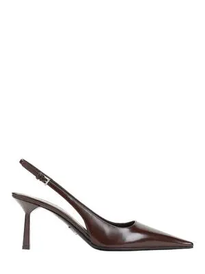 Prada Leather Slingback With Stiletto Heel - Brown