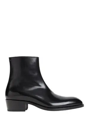 TOM FORD Vincent Burnished Leather Ankle Boots - Black