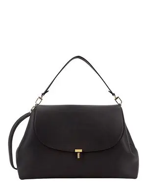 TOTEME T-lock Leather Shoulder Bag - Black