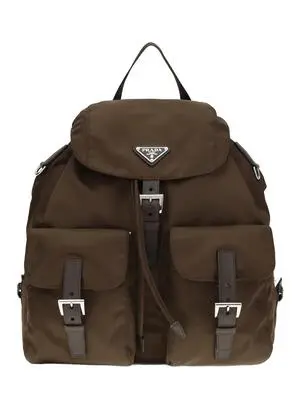 Prada Medium Re-nylon Backpack With Saffiano Details - Brown
