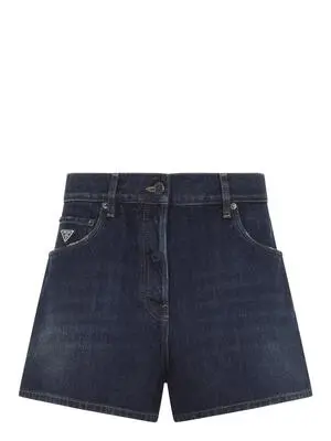 Prada High-rise Denim Shorts - Blue