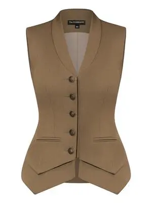 TIA DORRAINE Tia Dorraine Fitted Single-Breasted Linen Waistcoat