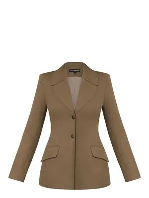 TIA DORRAINE Single-breasted Linen Blazer - Green