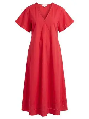 Adrift Clothing Tatum Flutter Sleeve Maxi Dress In Poplin - Red