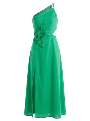 YUMI KIM Yumi Kim One-Shoulder Midi Dress With Rose Detail And Slit