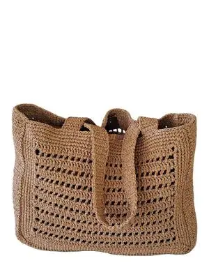 SPRINGMOONATELIER Handmade Raffia Tote Bag - Brown
