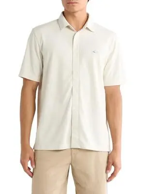 GREG NORMAN Stretch Piqué Button Front Shirt - Silver Birch