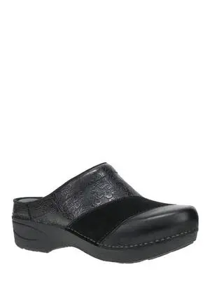 Dansko Zinnia Clogs With Tooled Leather Accents - Black Multi
