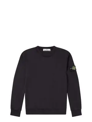 Stone Island Logo-appliquéd Garment-dyed Cotton Fleece Sweatshirt - Black