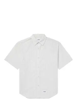WTAPS Logo-appliquéd Striped Poplin Shirt - Gray