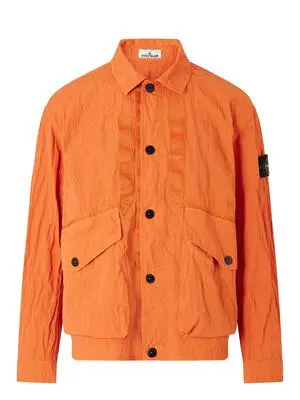 Stone Island Logo-appliquéd Garment-dyed Crinkled Shell Jacket - Orange