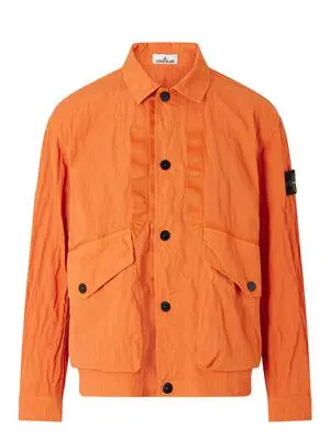 Stone Island Logo-appliquéd Garment-dyed Crinkled Shell Jacket - Orange