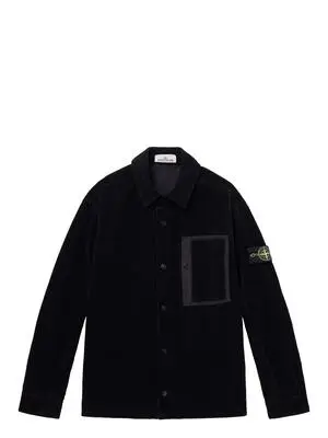 Stone Island Logo-appliquéd Garment-dyed Cotton-corduroy Shirt - Black