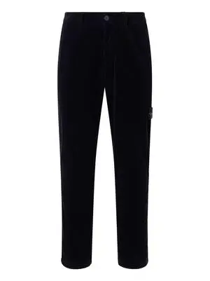 Stone Island Straight-leg Garment-dyed Cotton-corduroy Trousers - Black
