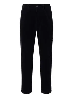 Stone Island Straight-leg Garment-dyed Cotton-corduroy Trousers - Black