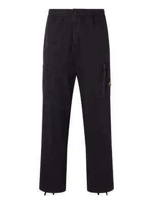 Stone Island Wide-leg Cotton Ripstop Cargo Trousers - Black