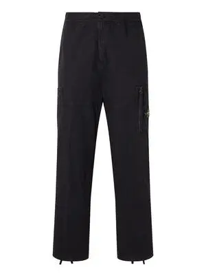 Stone Island Wide-leg Cotton Ripstop Cargo Trousers - Black