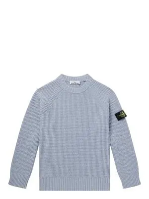Stone Island Logo-appliquéd Ribbed Cotton-blend Sweater - Blue