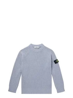 Stone Island Logo-appliquéd Ribbed Cotton-blend Sweater - Light Blue