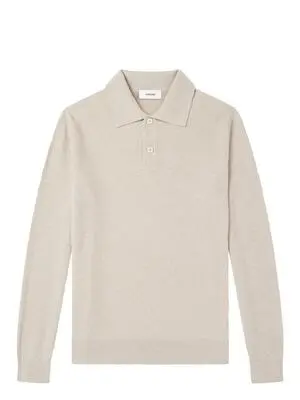 LARDINI Knitted Wool And Cashmere-blend Polo Shirt - Neutrals
