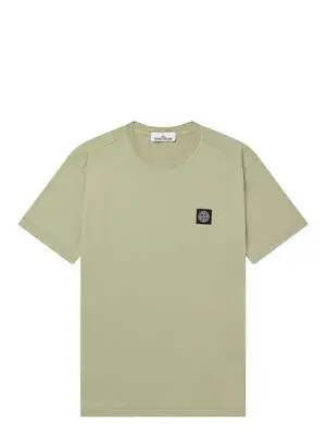 Stone Island Logo-appliquéd Garment-dyed Cotton-jersey T-shirt - Green
