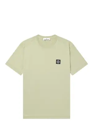 Stone Island Logo-appliquéd Garment-dyed Cotton-jersey T-shirt - Green