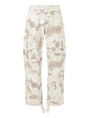 CHERRY LOS ANGELES Wide-leg Camouflage Cotton Trousers - Beige