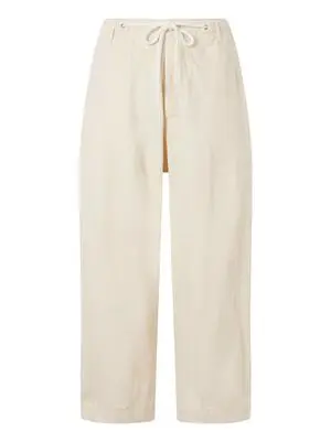 CHERRY LOS ANGELES Wide-leg Cotton Twill Trousers - Neutrals
