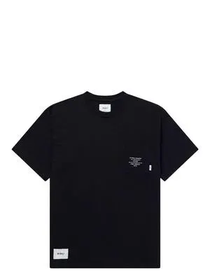 WTAPS Logo-appliquéd Printed Cotton-jersey T-shirt - Black