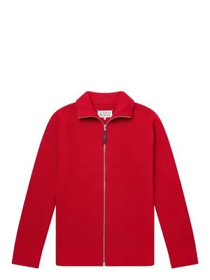 MAISON MARGIELA Ribbed Zip-up Cardigan - Red