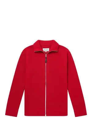 MAISON MARGIELA Ribbed Zip-up Cardigan - Red