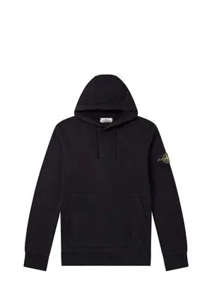 Stone Island Logo-appliquéd Cotton-fleece Hoodie - Black