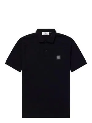 Stone Island Logo-appliquéd Cotton-piqué Polo Shirt - Black