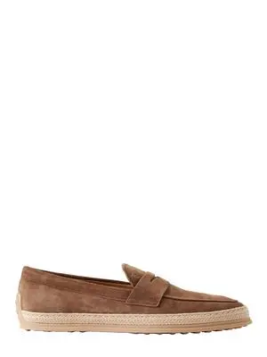 TOD'S Suede Espadrille Loafers - Brown