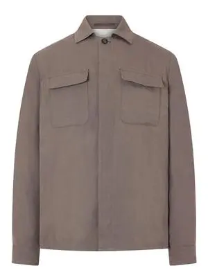 Eleventy Lyocell And Linen-blend Shirt - Brown