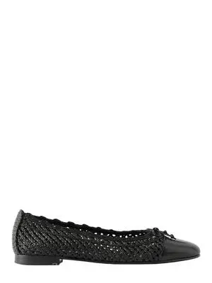 TORY BURCH Tory Burch Bow-Detail Raffia Ballet Flats