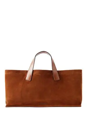 Staud Port Suede Tote Bag With Leather Trim - Brown