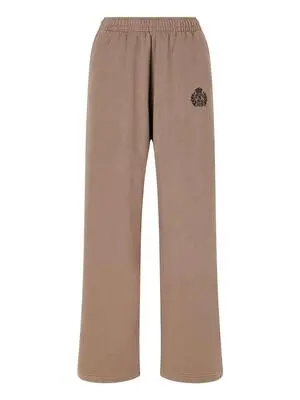 SPORTY & RICH Logo-embroidered Wide-leg Sweatpants - Sand