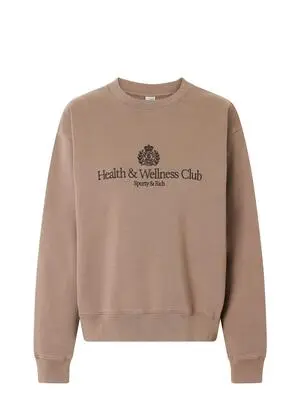 SPORTY & RICH Logo-embroidered Cotton-jersey Sweatshirt - Neutrals