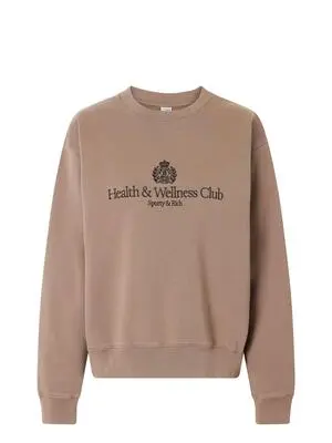 SPORTY & RICH Logo-embroidered Cotton-jersey Sweatshirt - Sand
