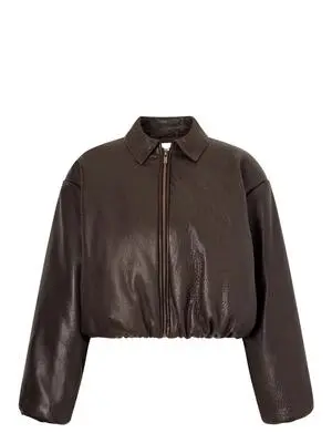 Magda Butrym Textured Leather Cropped Jacket - Brown