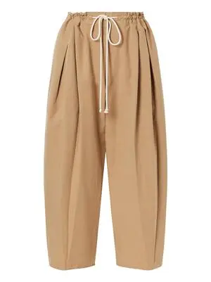 Maria Mcmanus Organic Cotton Poplin Wide-leg Pants With Drawstring Waist - Neutrals