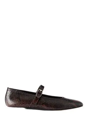 LE MONDE BERYL Le Monde Beryl Mary Jane Snake-Effect Leather Ballet Flats