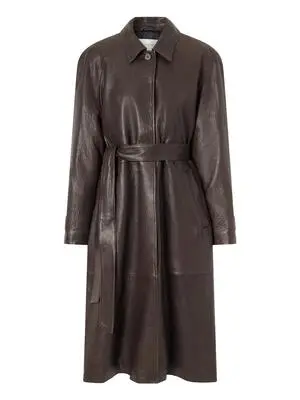 Magda Butrym Belted Leather Trench Coat - Brown