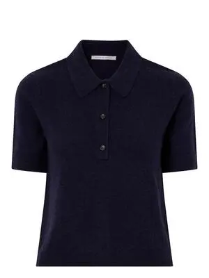 Maria Mcmanus Cashmere And Cotton-blend Polo Shirt - Blue