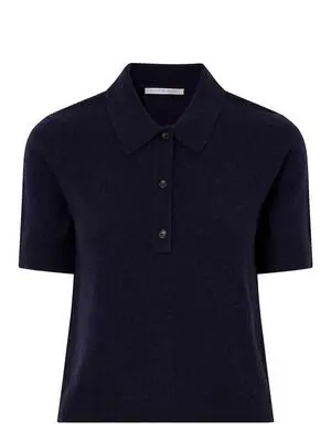 Maria Mcmanus Cashmere And Cotton-blend Polo Shirt - Navy