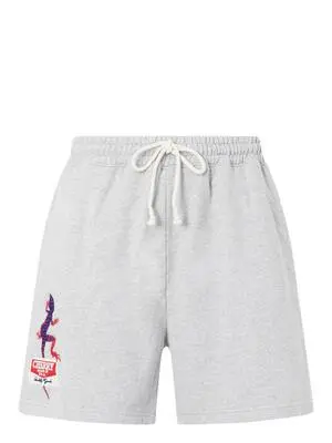 CHERRY LOS ANGELES Logo Embroidered Cotton Shorts - Gray