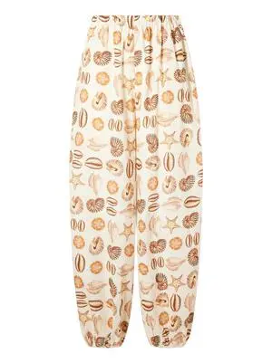 Farm Rio Printed Cotton Balloon Pants - Neutrals